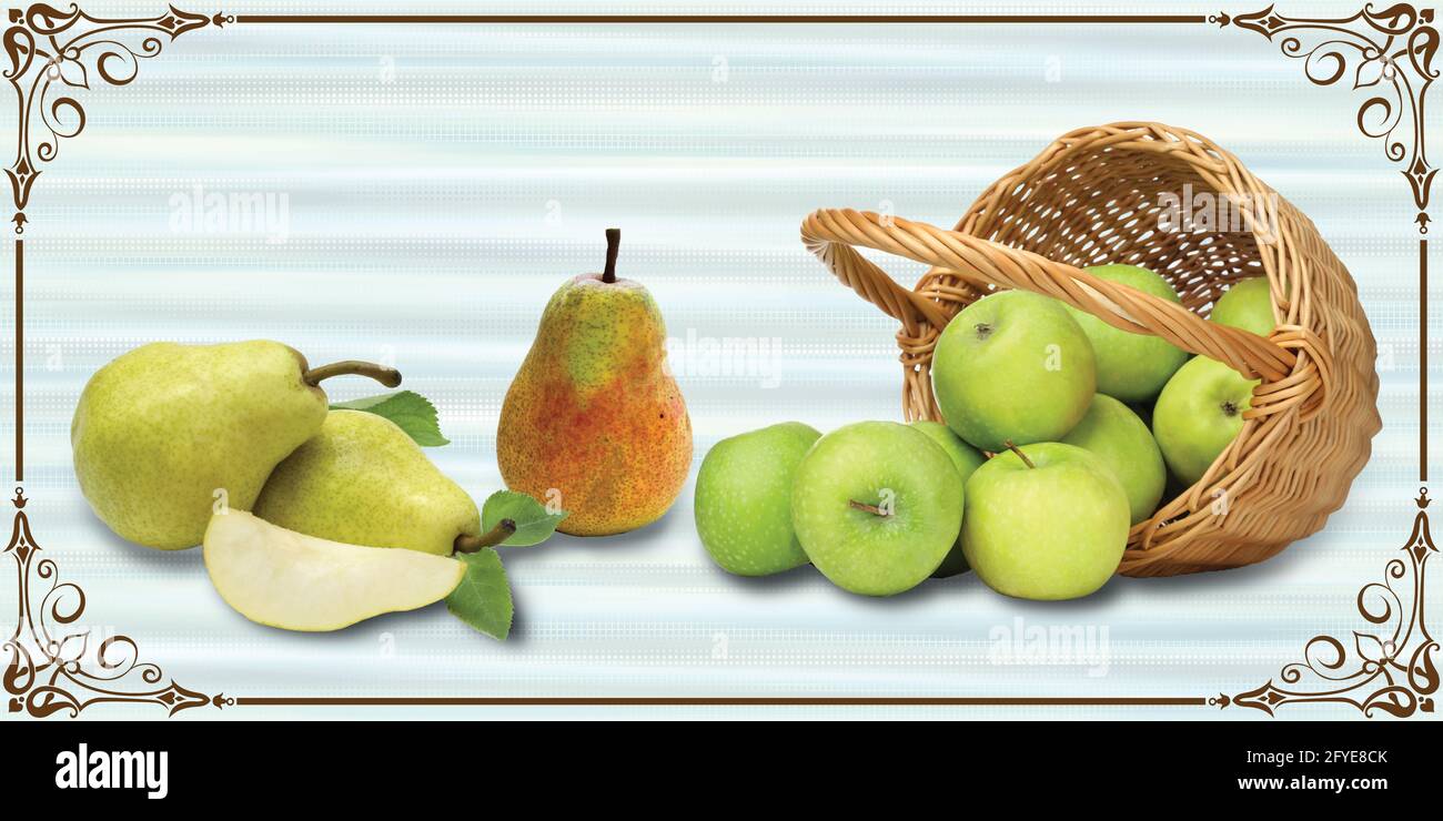 fruit design 3D illustration image use for ceramic wall tiles and wall ...