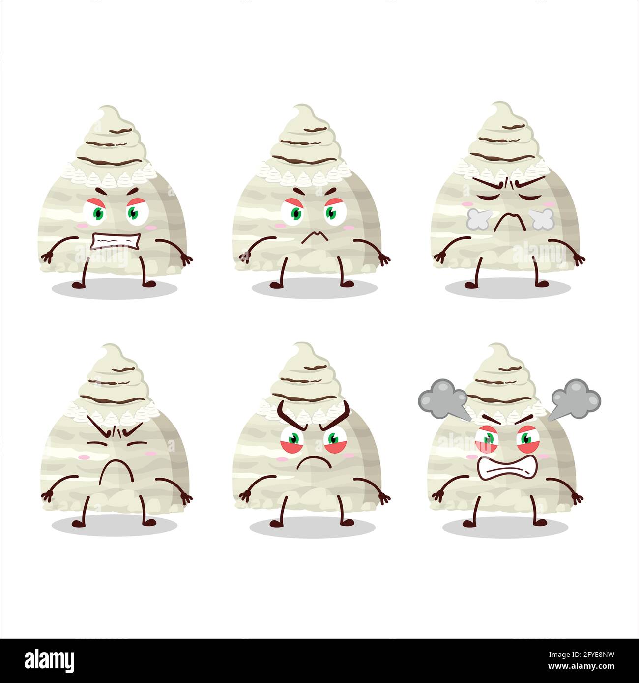 Vanilla ice cream scoops cartoon character with various angry ...