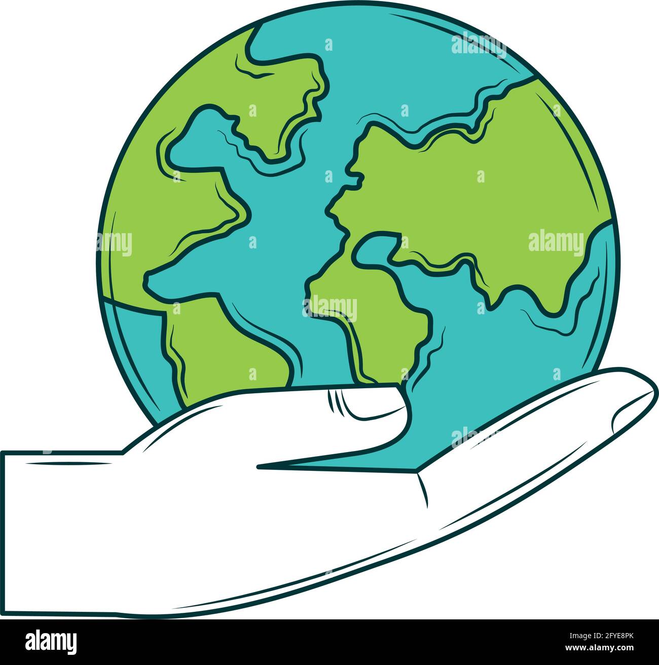 hand with world Stock Vector Image & Art - Alamy