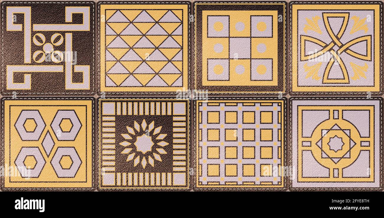 Geometric design pattern in brown and beige color wall tiles and wall ...