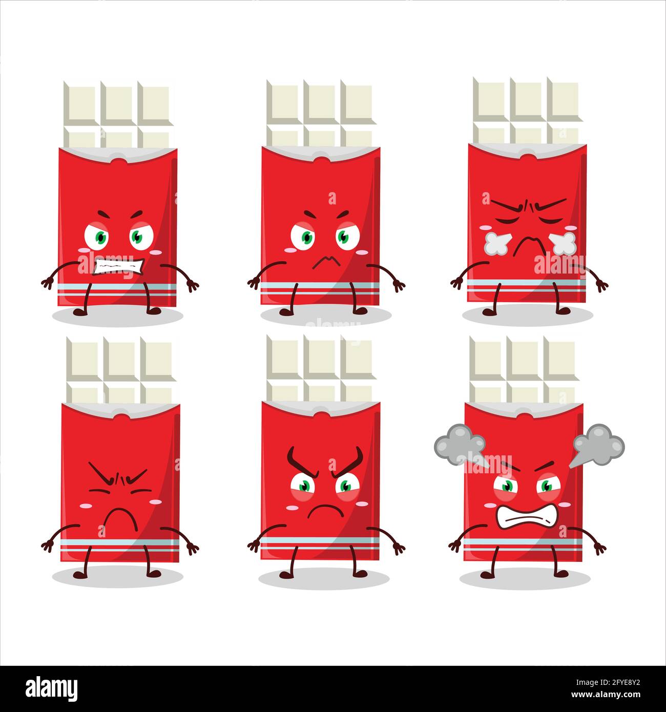 White chocolate bar cartoon character with various angry expressions ...