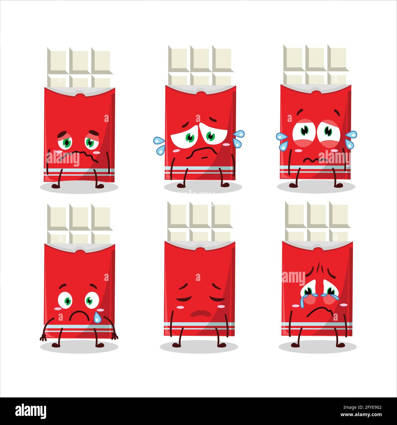 White chocolate bar cartoon character with sad expression. Vector ...