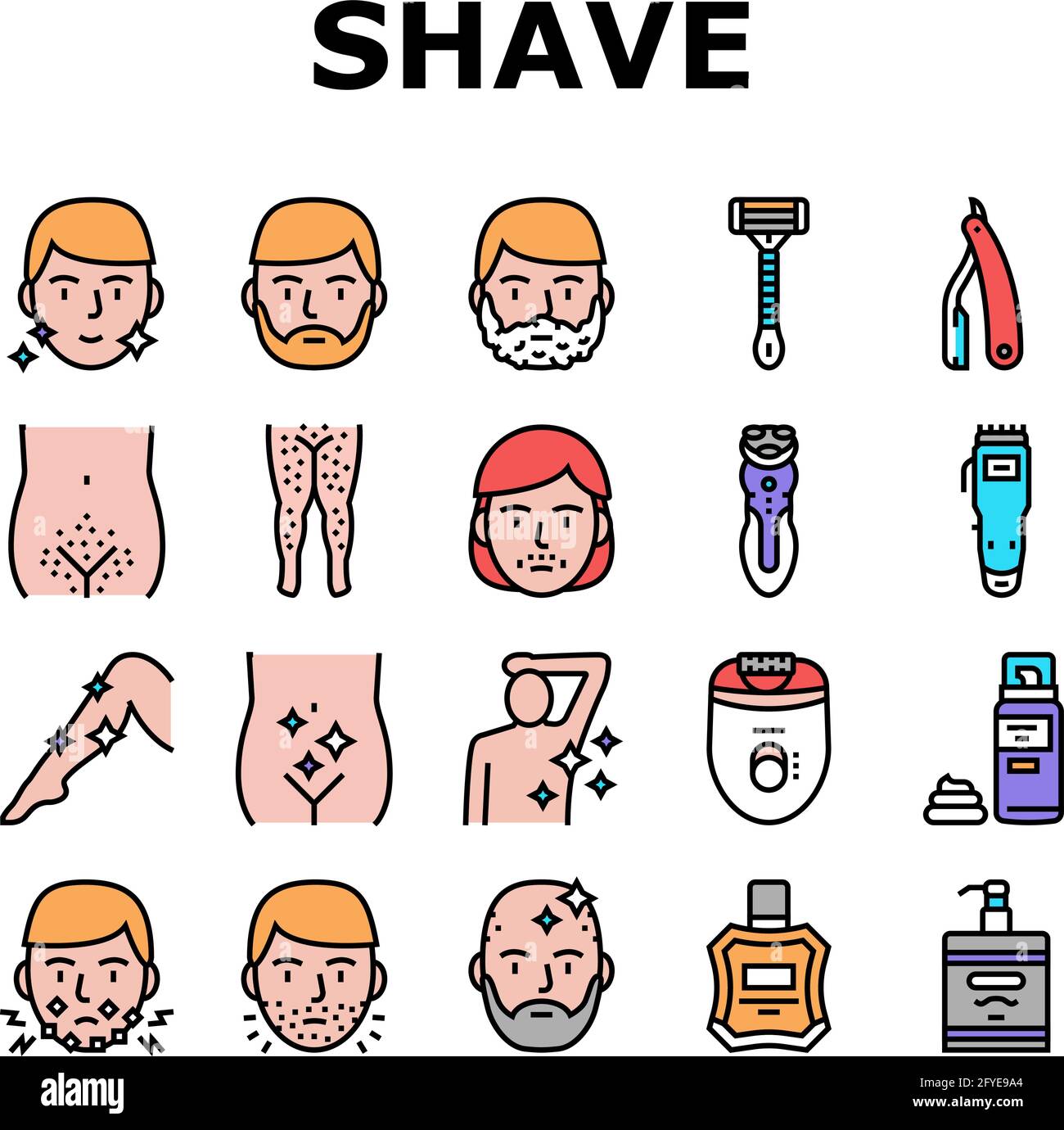 Shave Treat Accessory Collection Icons Set Vector Stock Vector Image ...