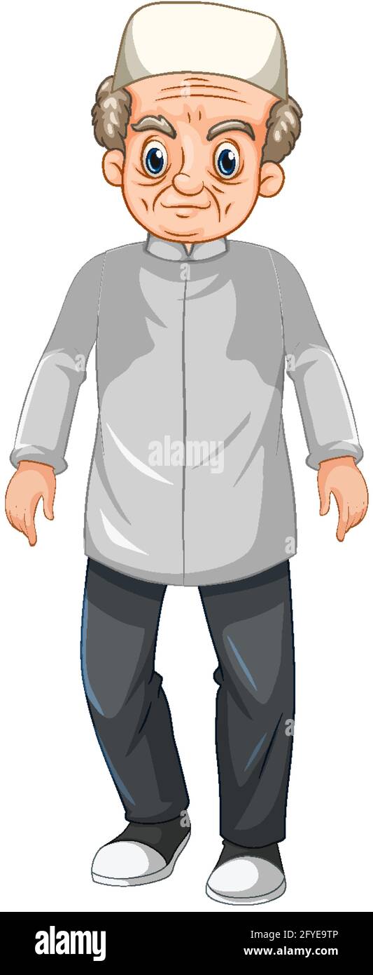 Old muslim grandfather cartoon character illustration Stock Vector ...