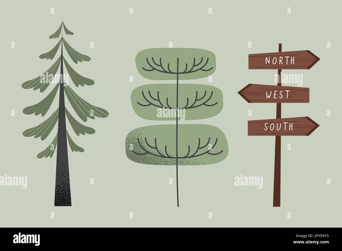 trees and wooden label icons Stock Vector Image & Art - Alamy