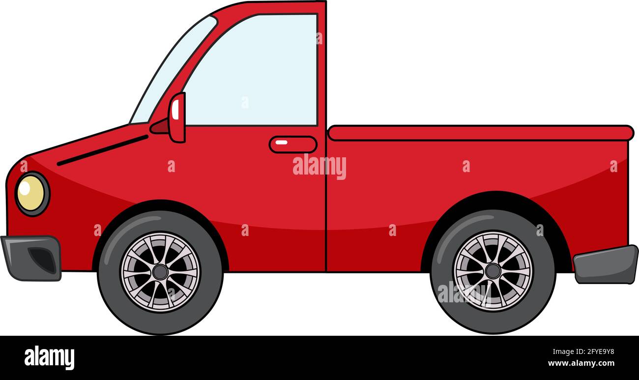 Red pick up car in cartoon style isolated on white background ...