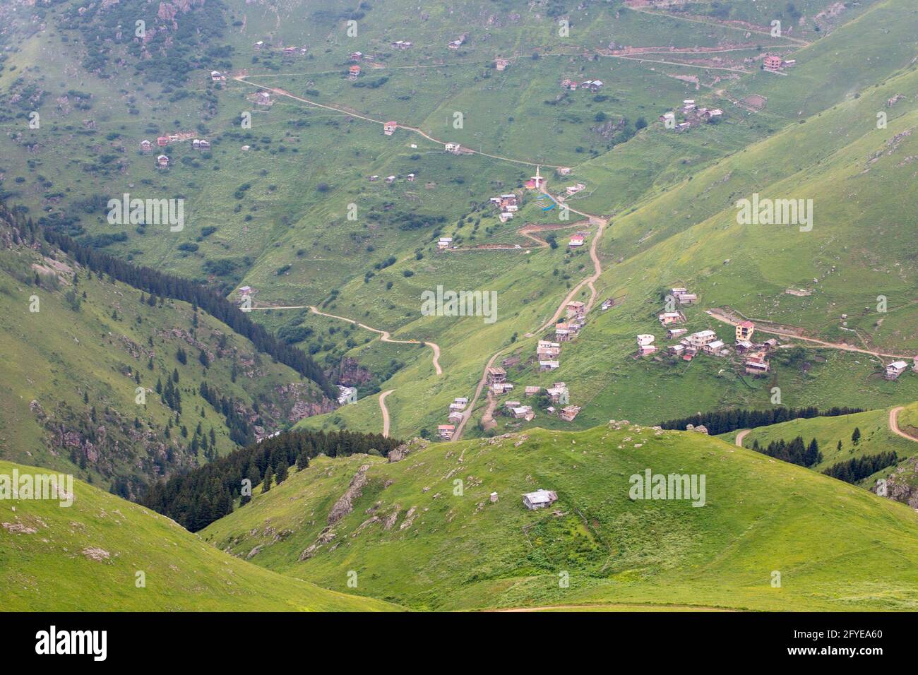 High resolution, magnificent mountain view captured from a high angle ...