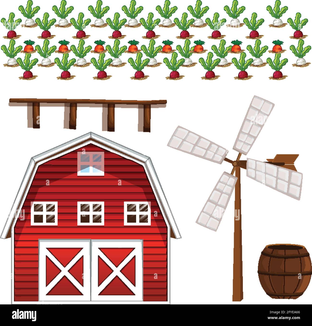Farm element set isolated on white background illustration Stock Vector ...