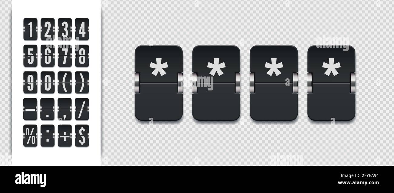 Vector Pin Code Template Analog Black Countdown Timer Number Font