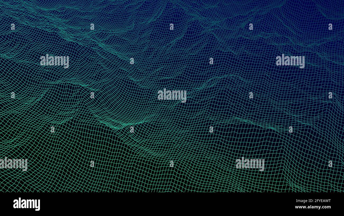 Digital landscape with mountains or clouds made of line grid Stock ...