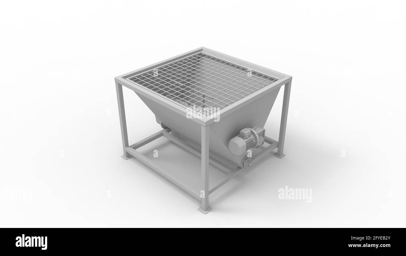 3D rendering of a hopper feeder manufacturing installation machine ...