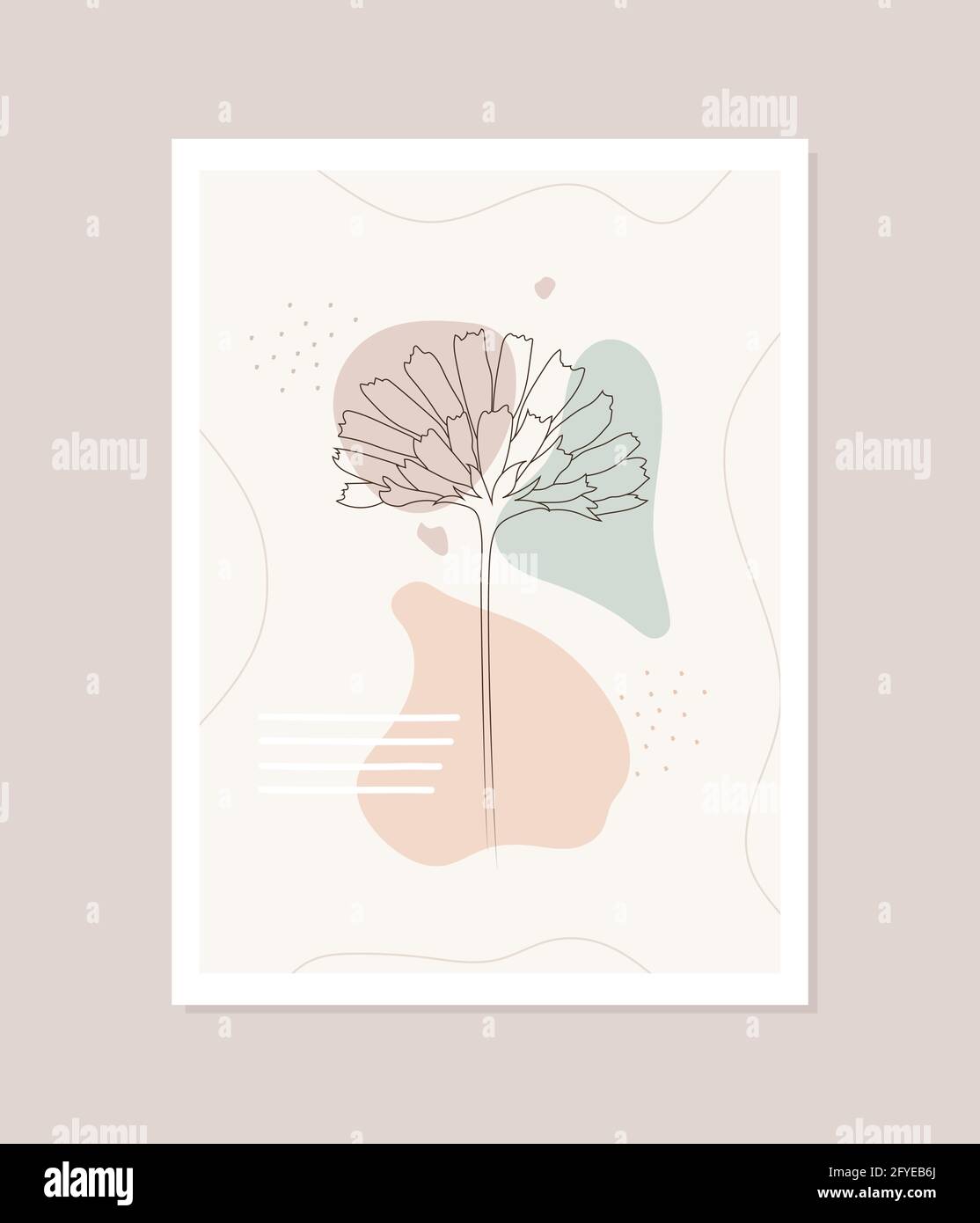 Contemporary flower poster. Hand drawn abstract botanical elements ...