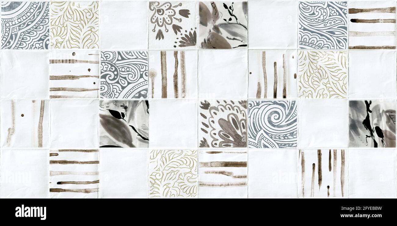 white color base floral pattern design use for wall tiles and wall ...