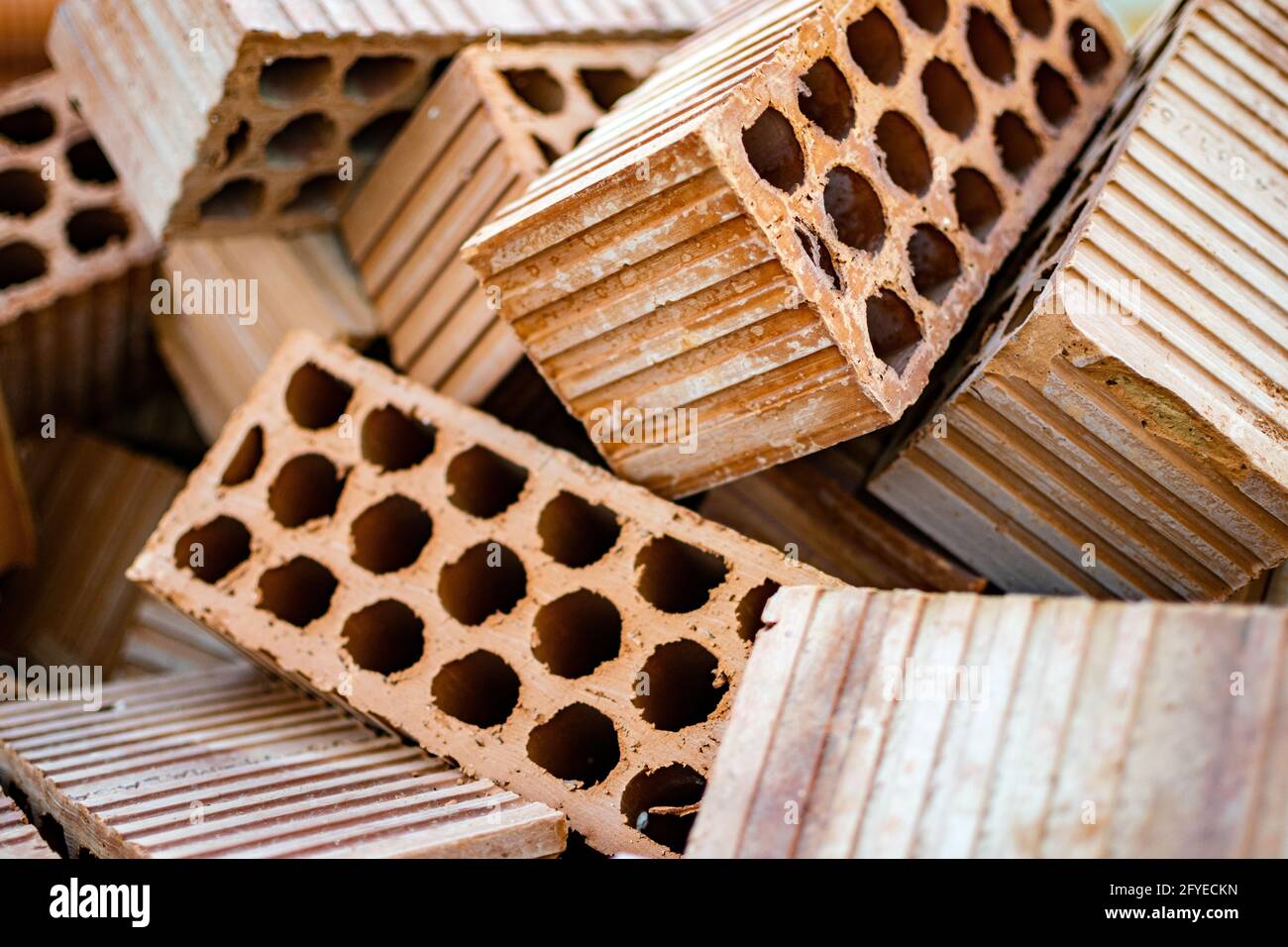 a close up abstract image of a collection of building bricks at a ...