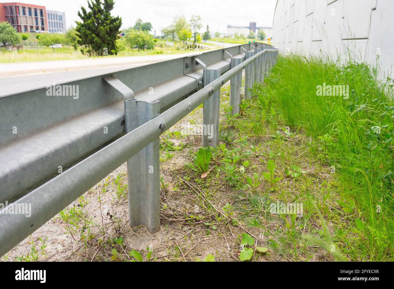 GADKI, PORTUGAL - Nov 02, 2014: Close-up of an metal street barrier ...