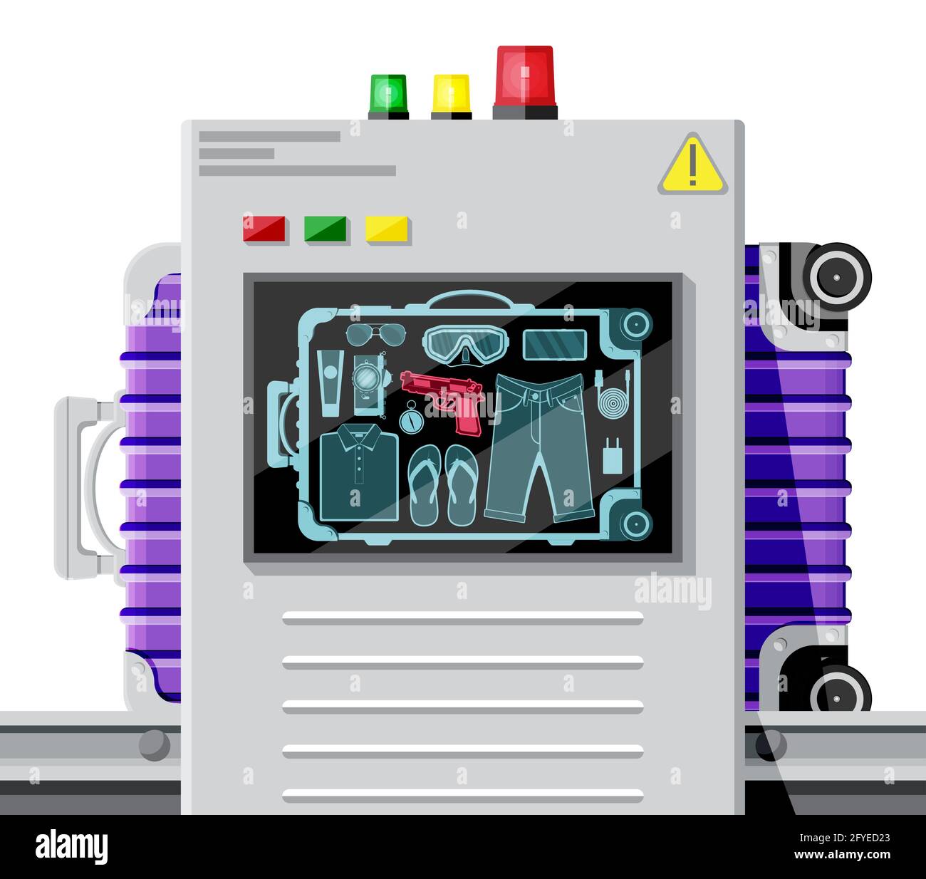 Airport Security Scanner. Conveyor With Luggage Stock Vector Image ...