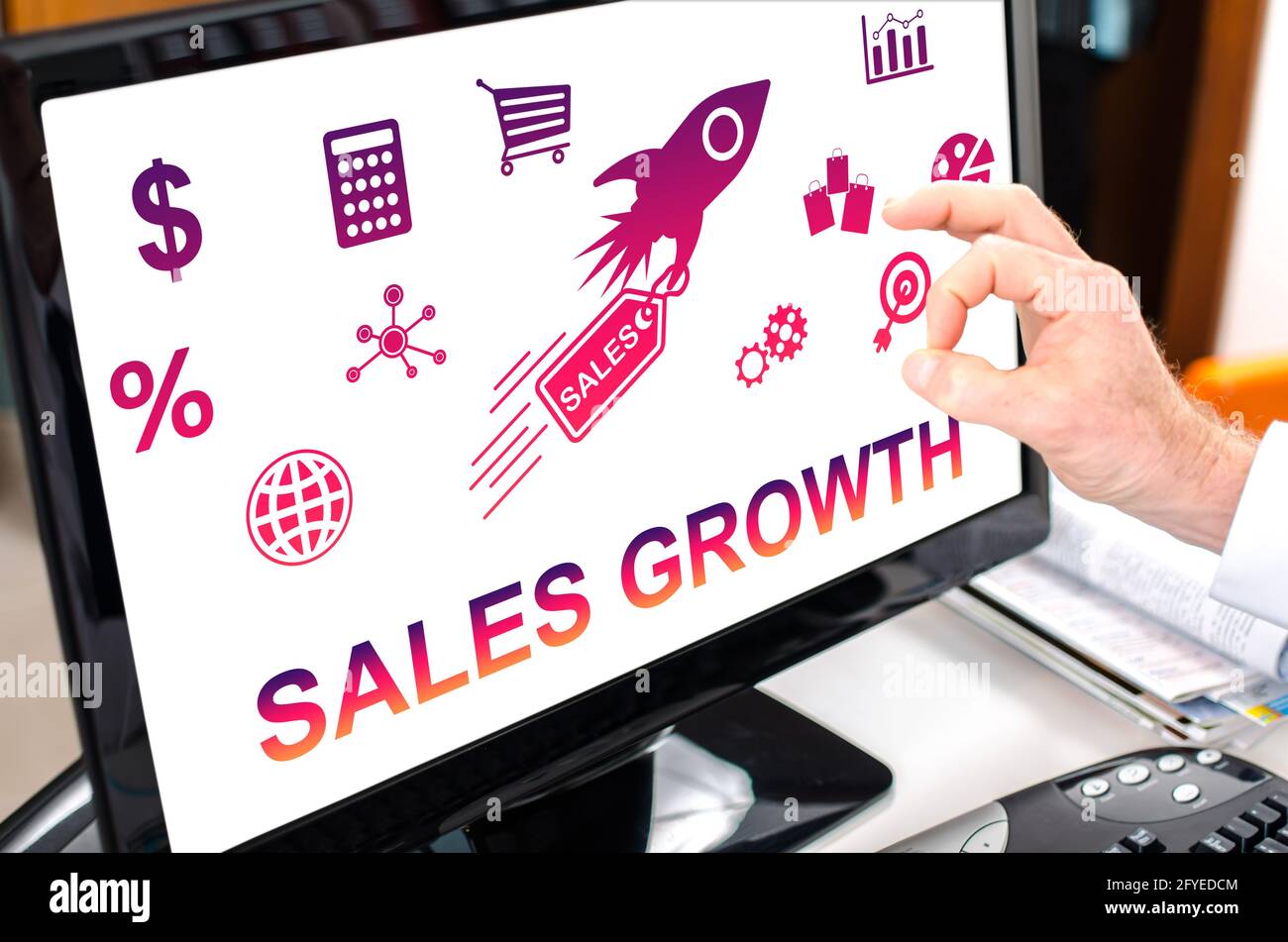 Sales growth concept shown on a computer screen Stock Photo - Alamy