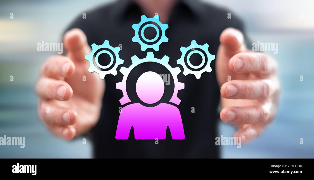 Competence concept between hands of a man in background Stock Photo - Alamy