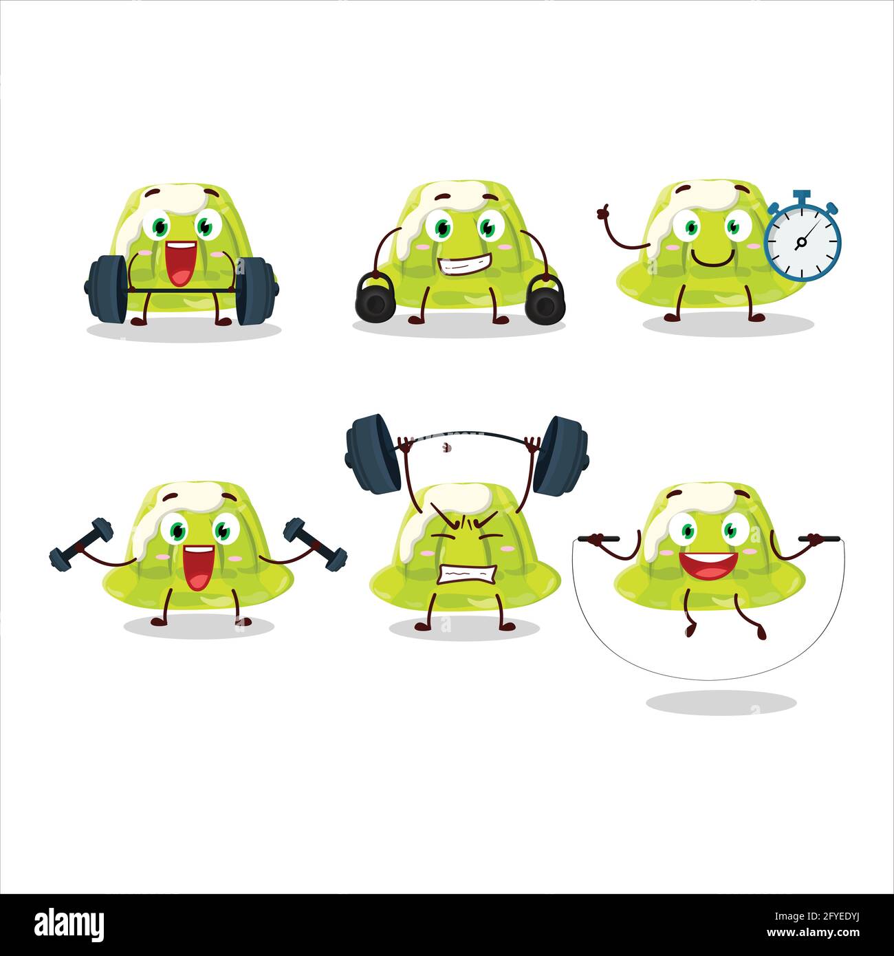 A healthy green pudding cartoon style trying some tools on Fitness ...