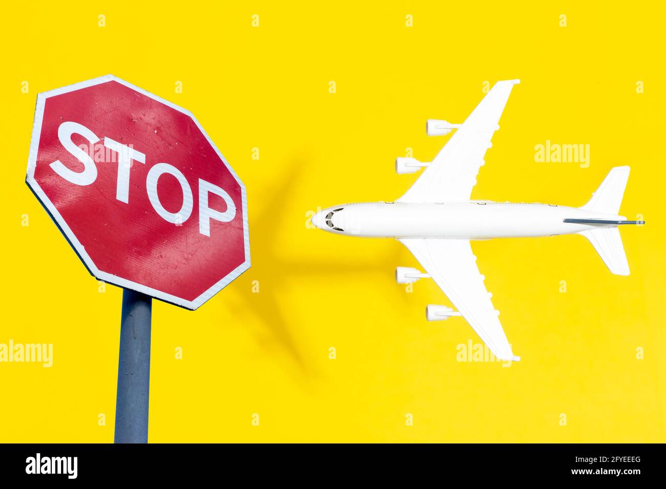 Flight ban and closed borders for tourists and travelers. No-fly zone ...