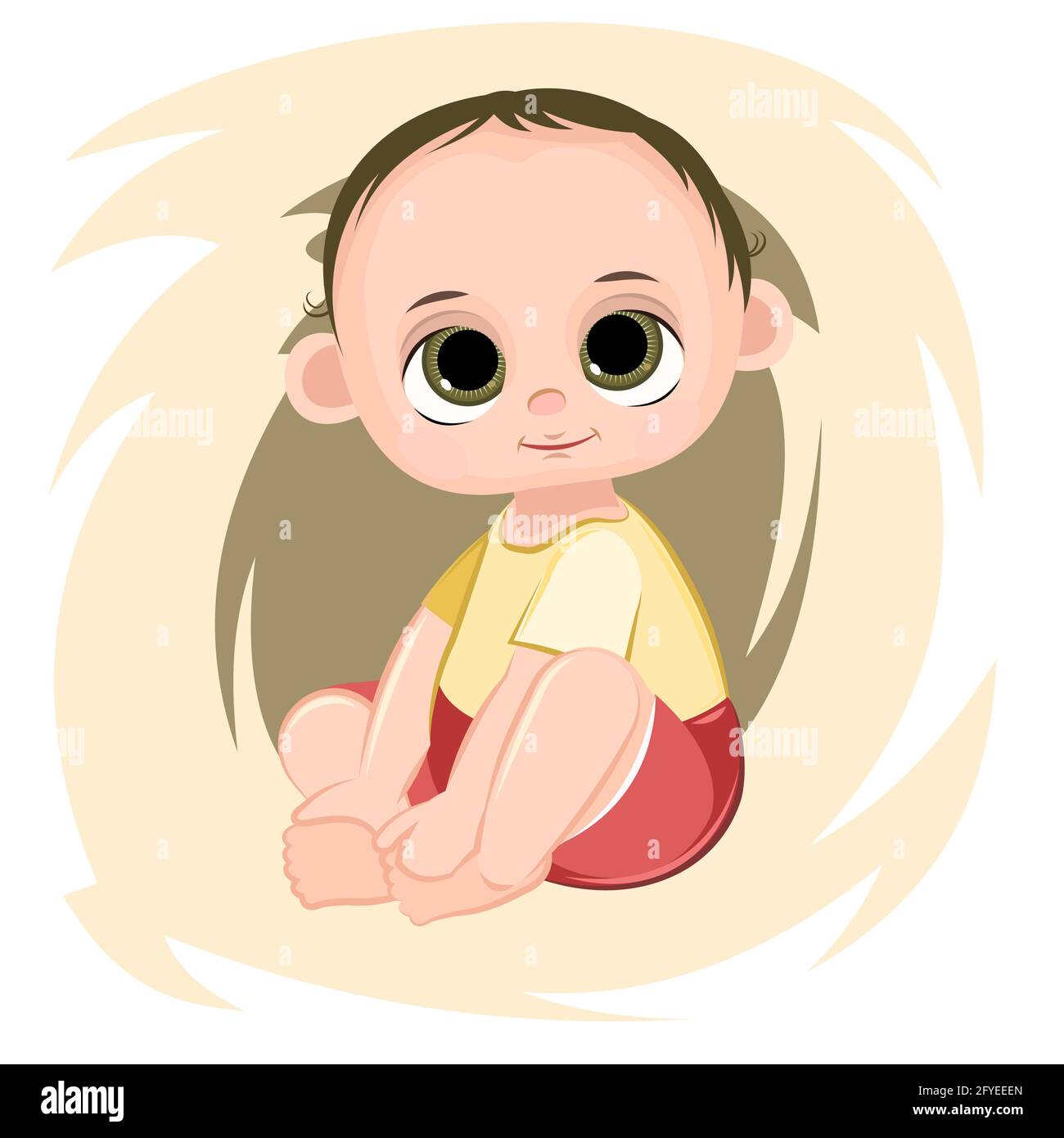 Little child. Boy. Sits playing indulges. Isolated object on a white ...