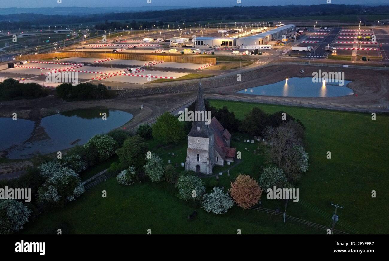 A view of the Sevington Inland Border Facility in Ashford, Kent, as ...