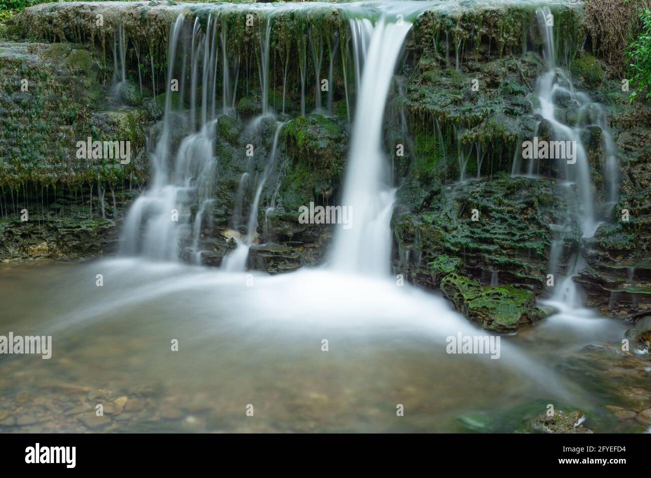 waterfall in the summer river Stock Photo - Alamy