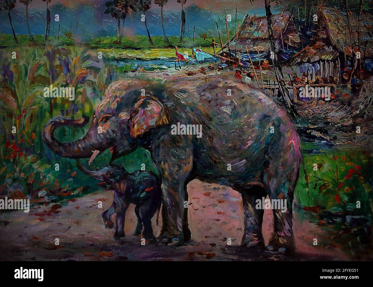 Elephant Oil Painting