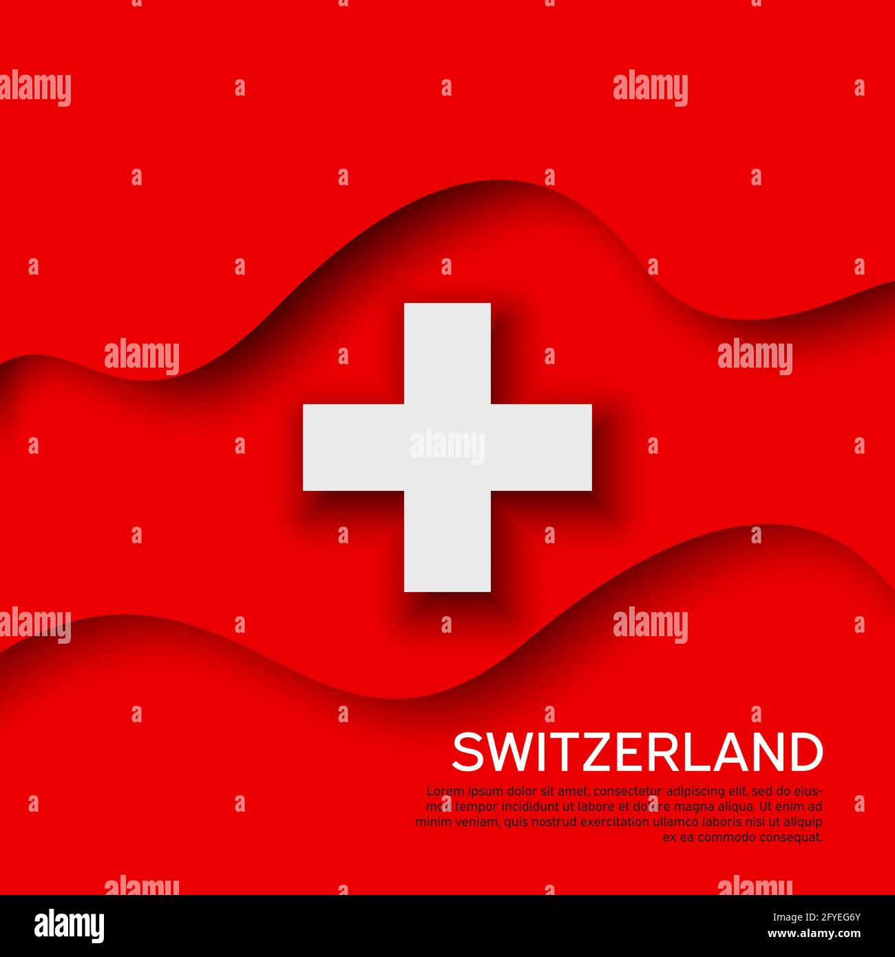 Abstract waving switzerland flag. Paper cut style. Creative background ...