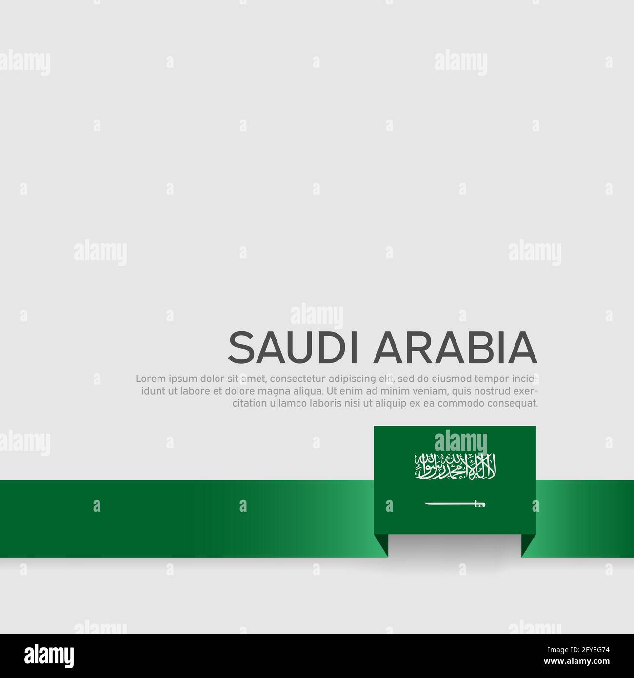Saudi Arabia flag color ribbon on a white background. Saudi arabia flag ...
