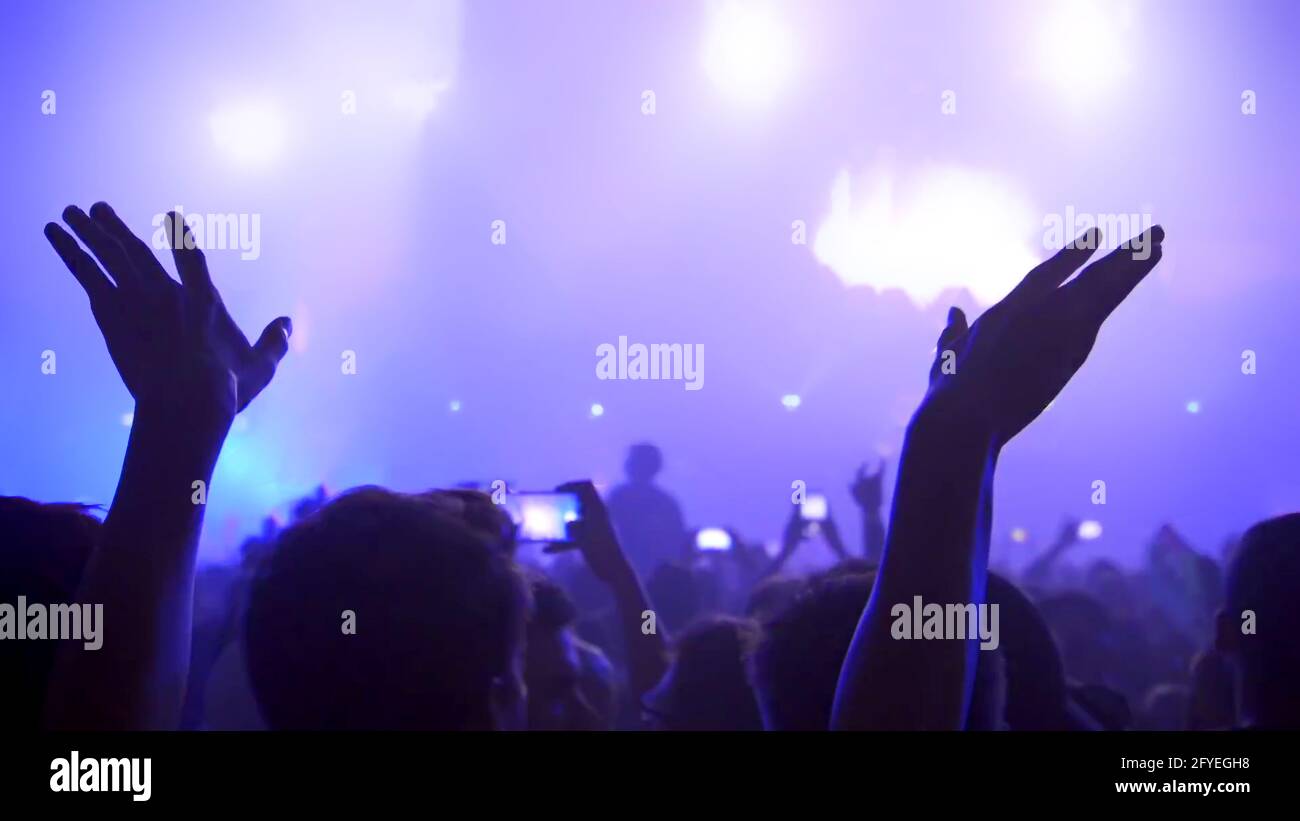 Concert Music festival and Celebrate. Party People Rock Concert. Crowd ...