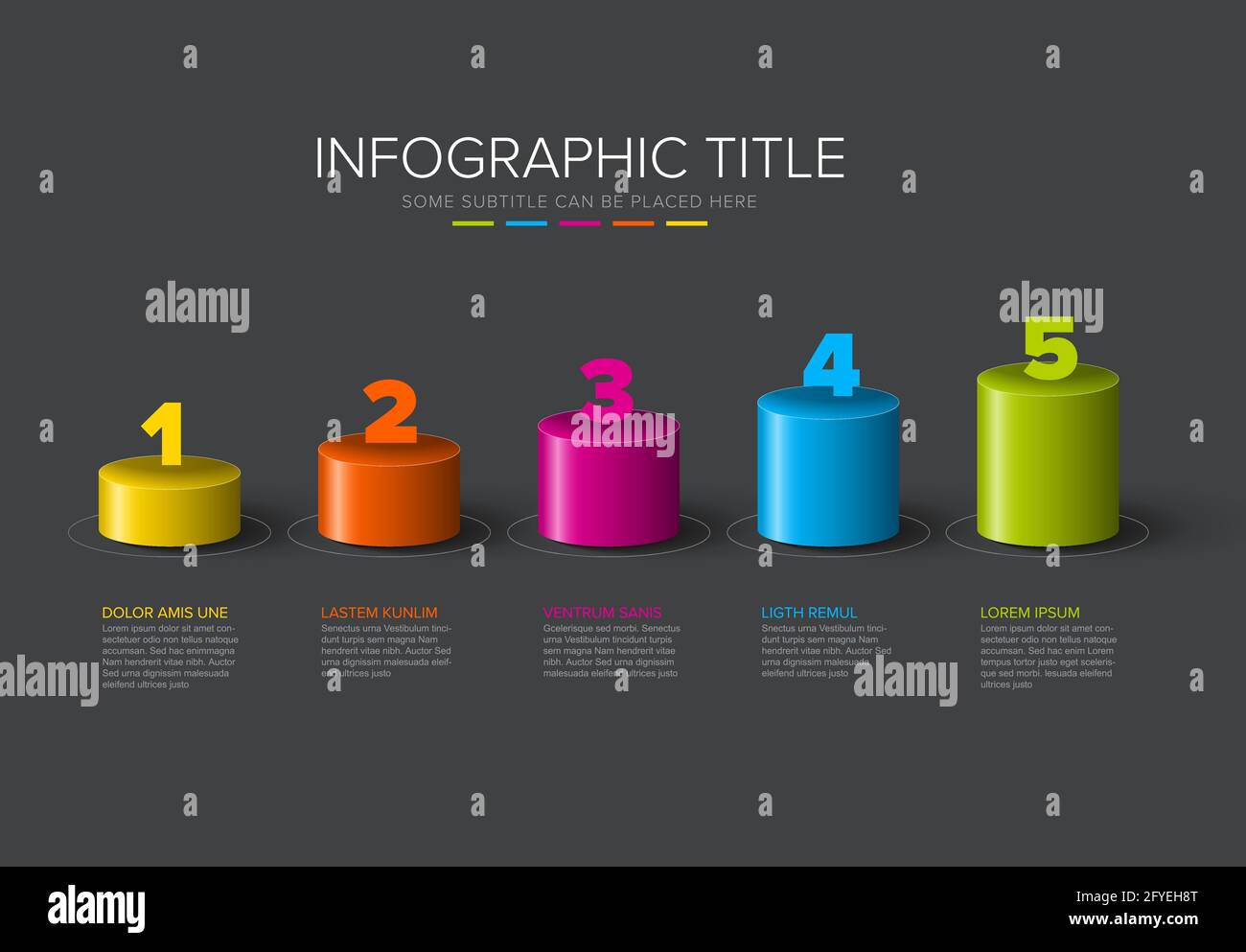 Vector dark multipurpose Infographic template made from color cylinder ...
