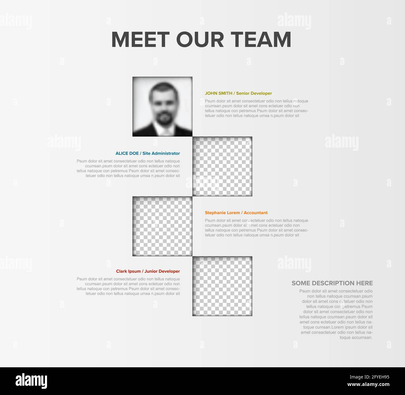 Company team members color mosaic presentation template with team ...