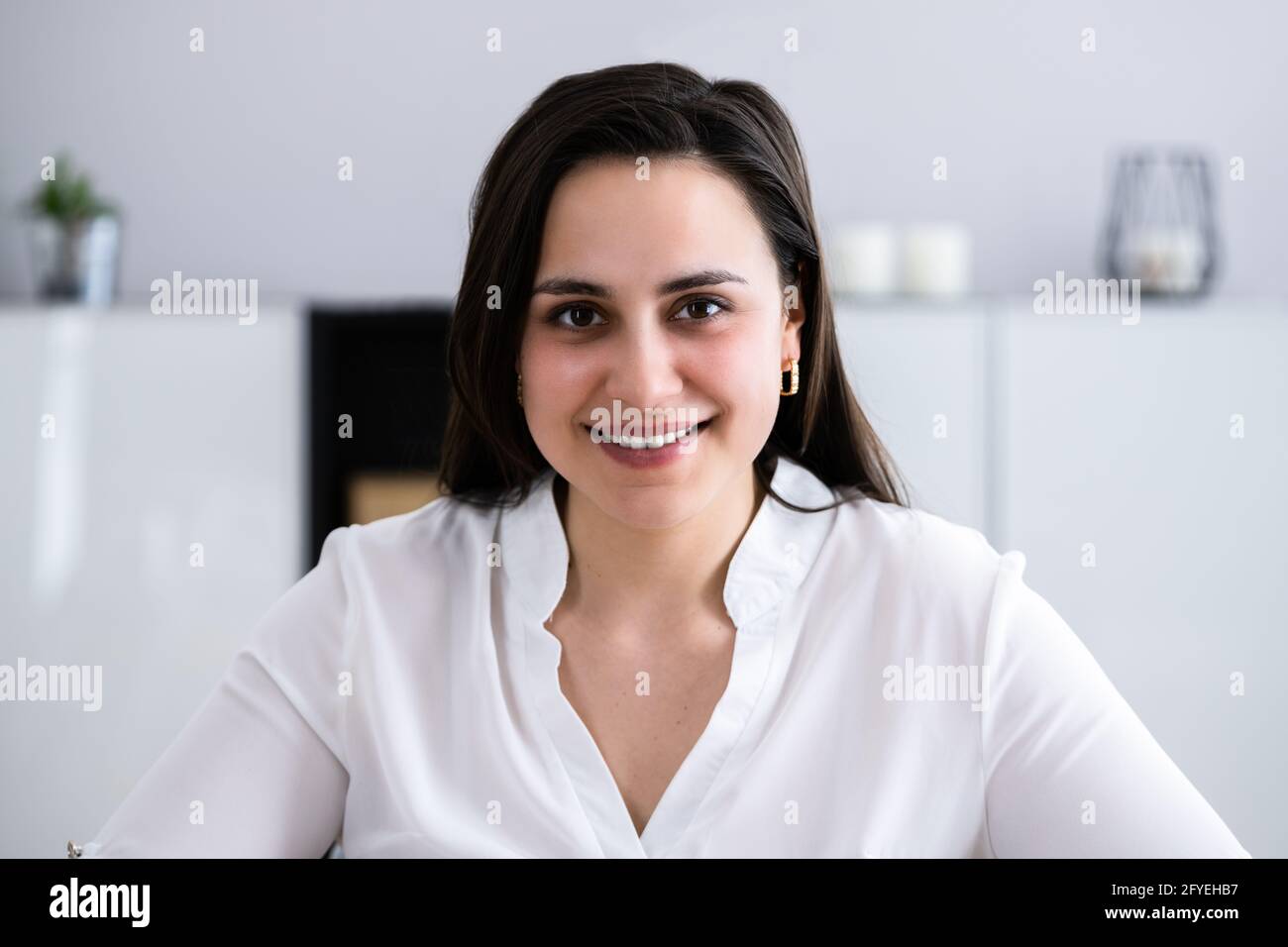 Casual Women Video Conference Portrait. Happy Looking Employee Stock ...