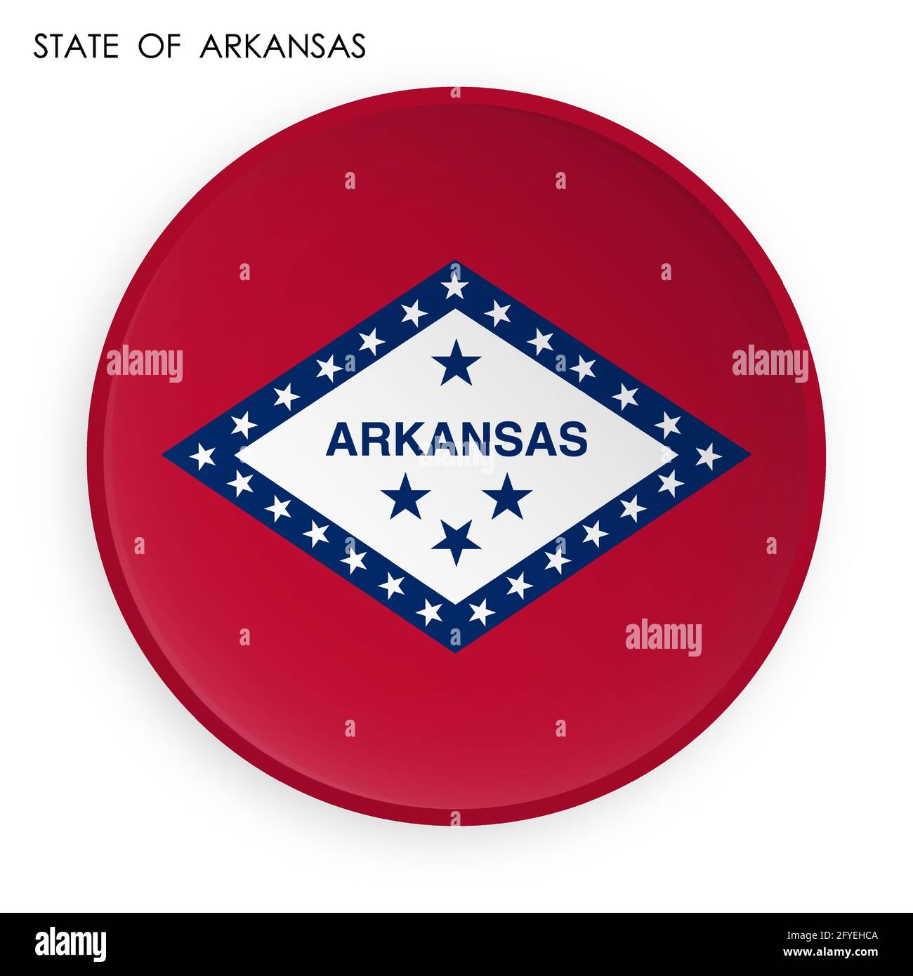 flag of american state of Arkansas icon in modern neomorphism style ...