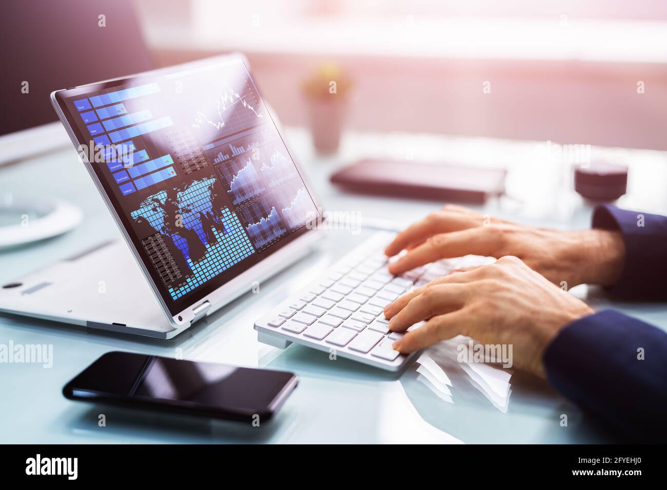 Business Data KPI Dashboard Graph On Screen Stock Photo - Alamy