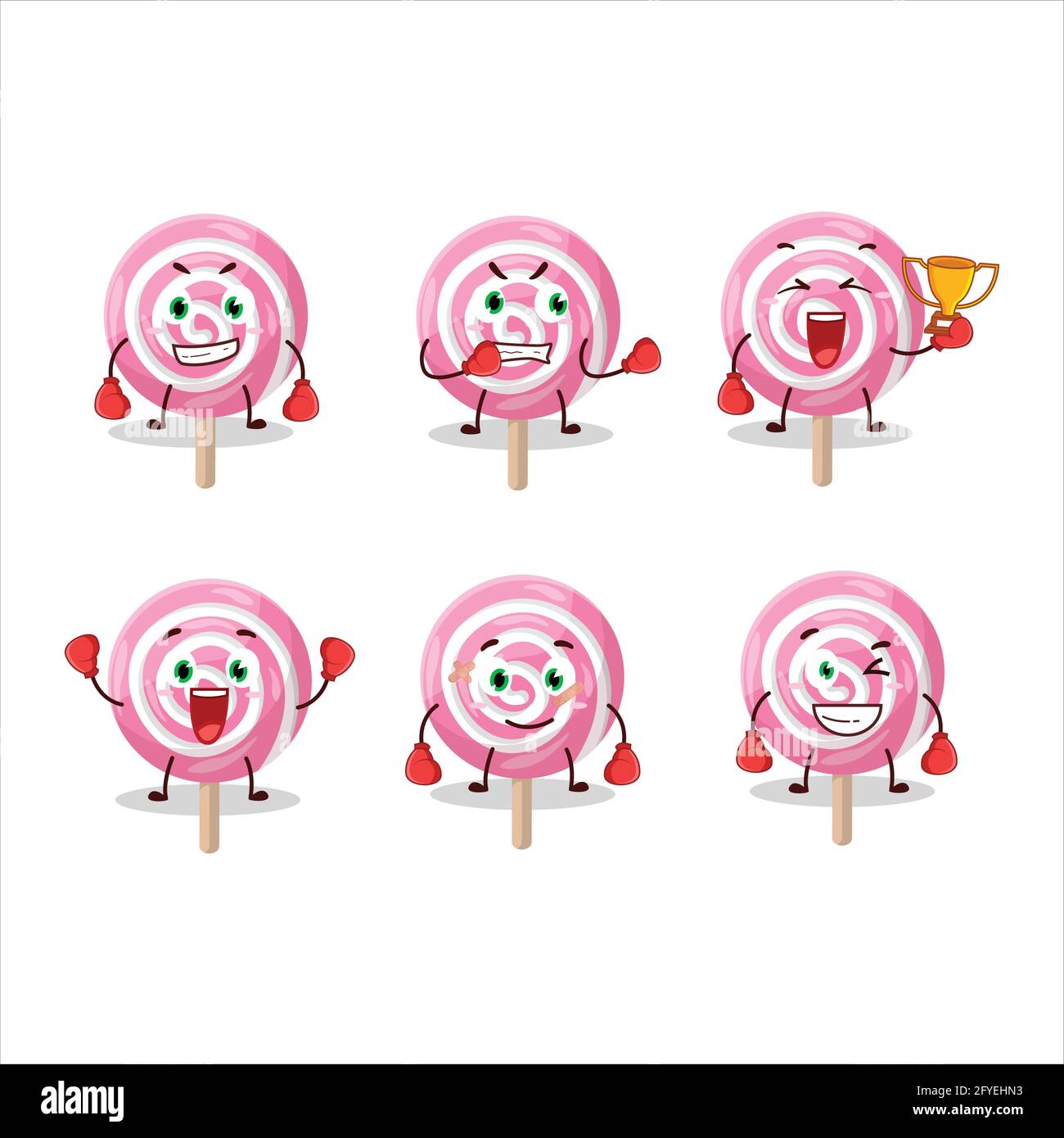 A sporty lolipop spiral boxing athlete cartoon mascot design. Vector ...