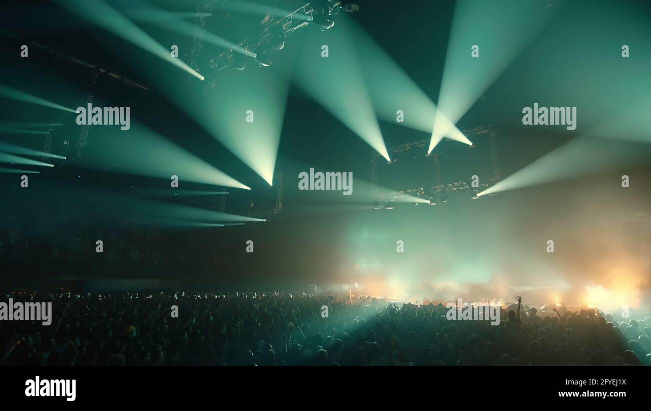 Concert Music festival and Celebrate. Party People Rock Concert. Crowd ...