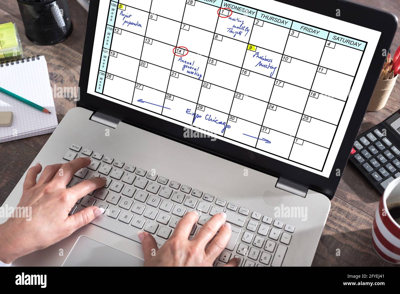 Planner concept shown on a laptop screen Stock Photo - Alamy