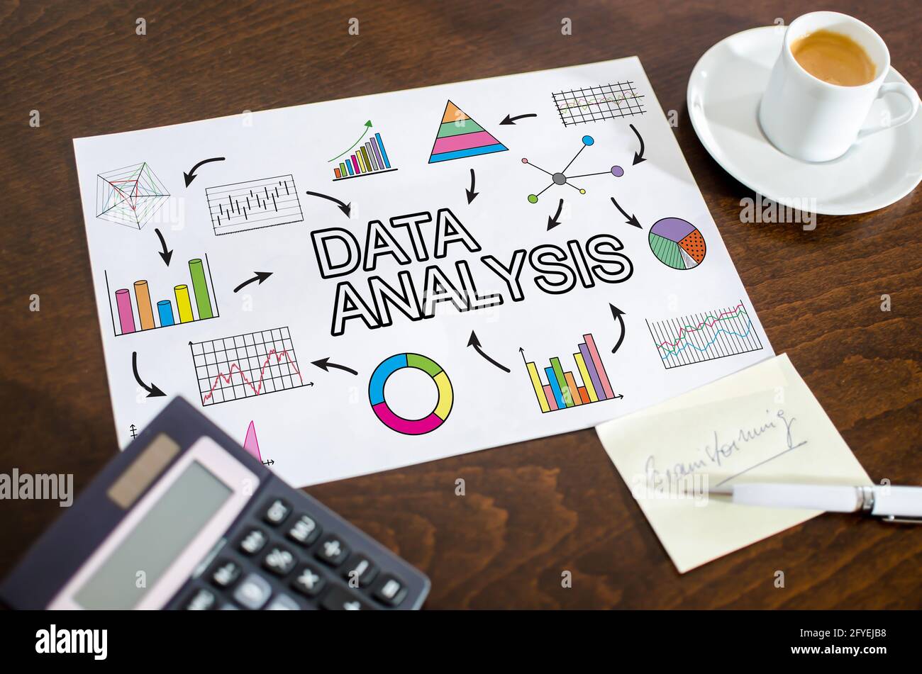 Data analysis concept on a paper placed on a desk Stock Photo - Alamy