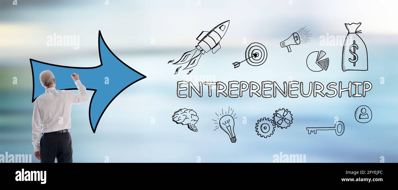 Entrepreneurship concept drawn by a businessman Stock Photo - Alamy