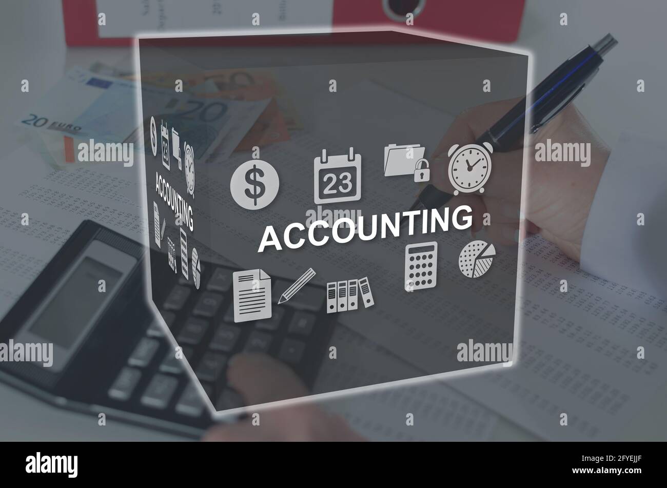 Accounting concept illustrated by a picture on background Stock Photo ...