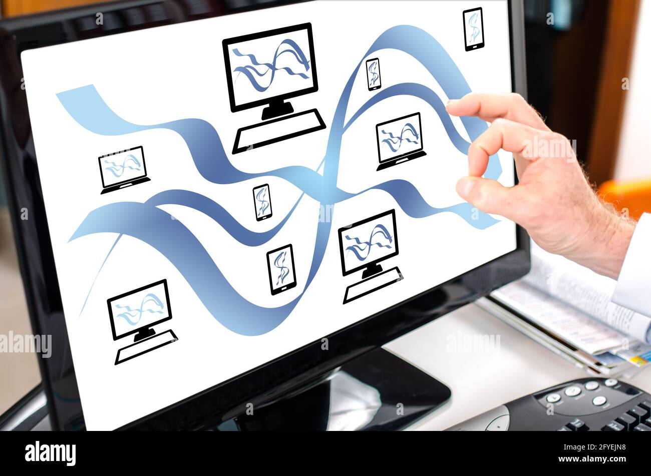Network communication concept shown on a computer screen Stock Photo ...
