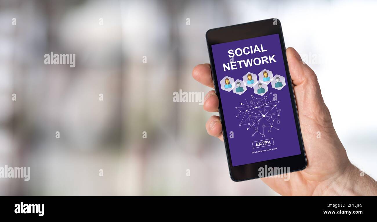 Smartphone screen displaying a social network concept Stock Photo - Alamy
