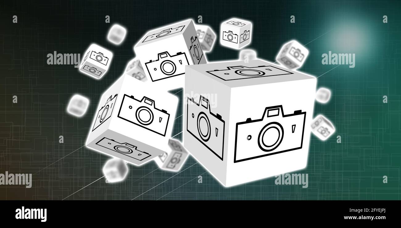 Illustration of a pictures sharing concept Stock Photo - Alamy