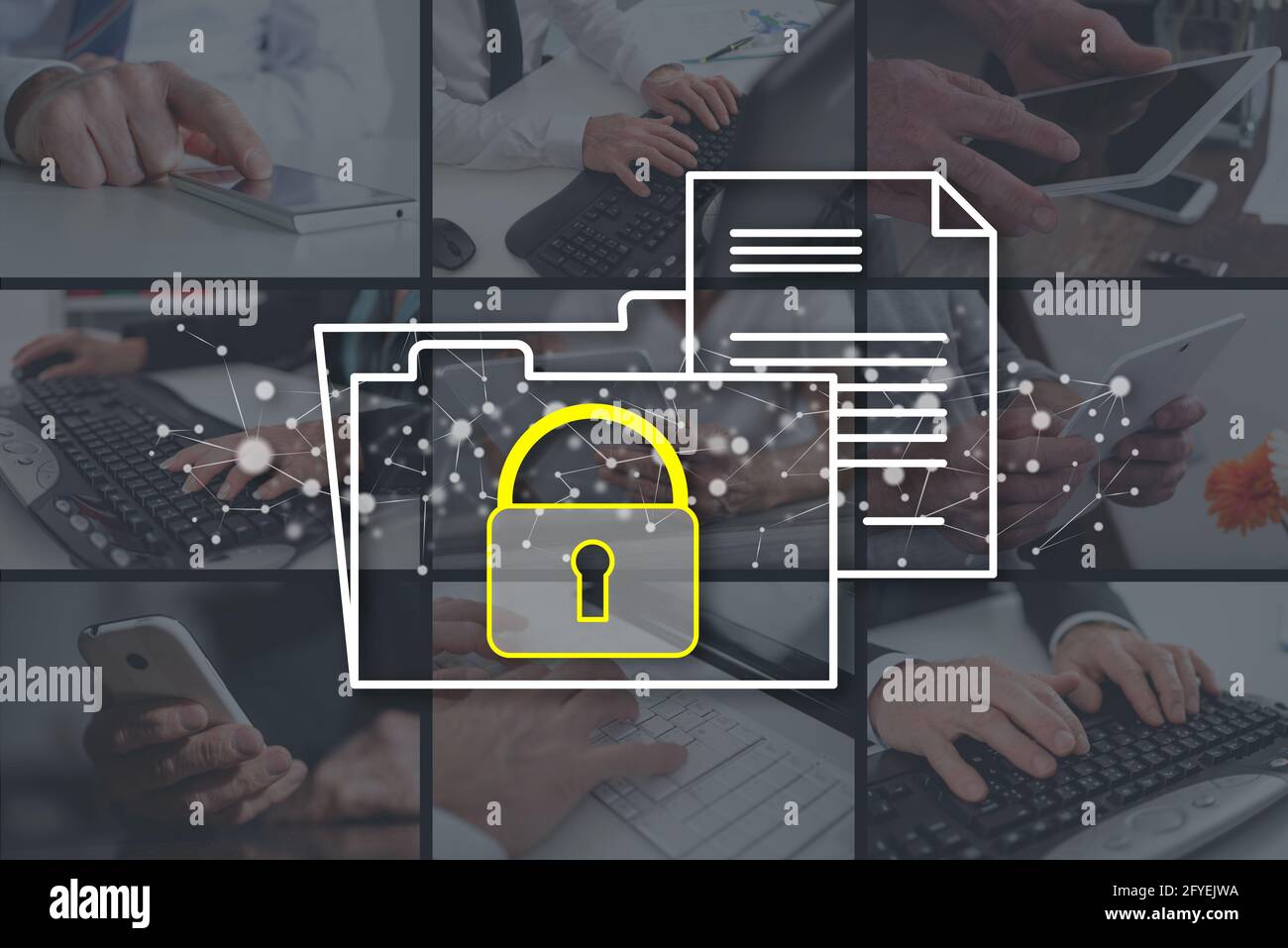 Data security concept illustrated by pictures on background Stock Photo ...