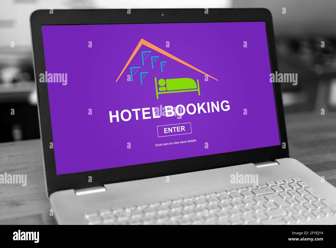 Laptop screen with hotel booking concept Stock Photo - Alamy