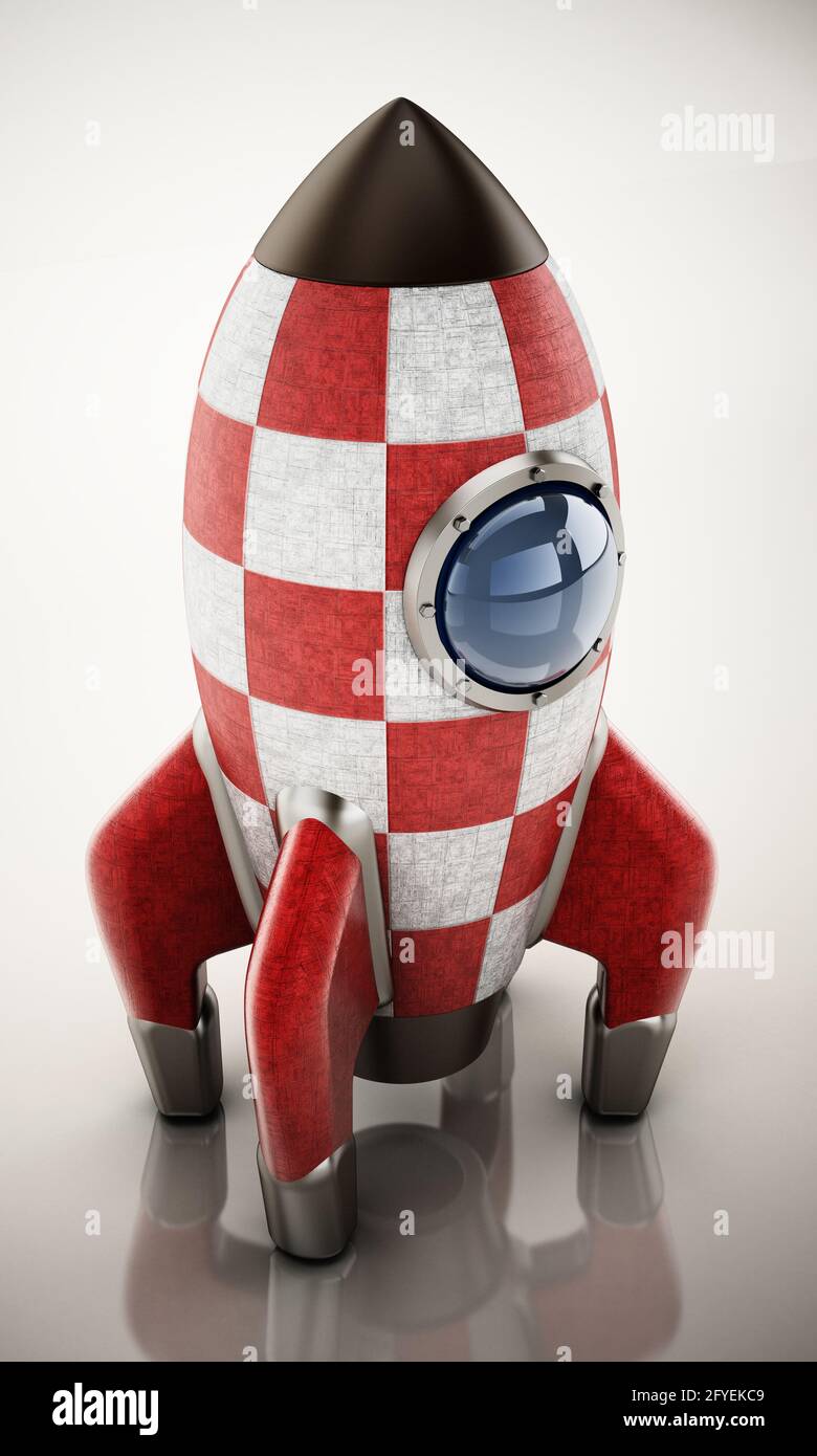 Vintage rocket ship isolated on white background. 3D illustration Stock ...