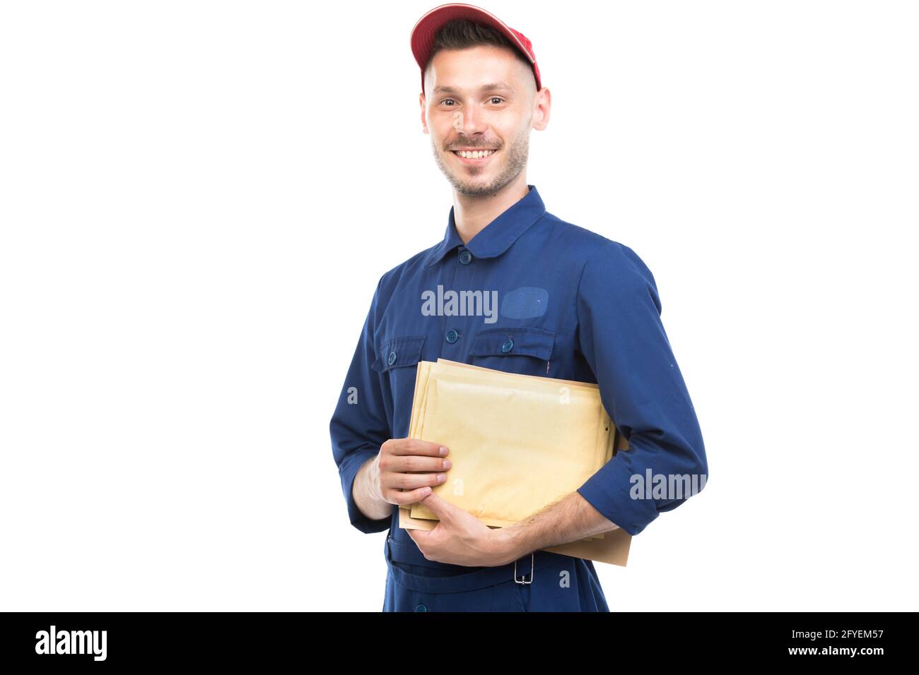 Horizontal Medium Portrait Of Handsome Young Adult Caucasian Delivery