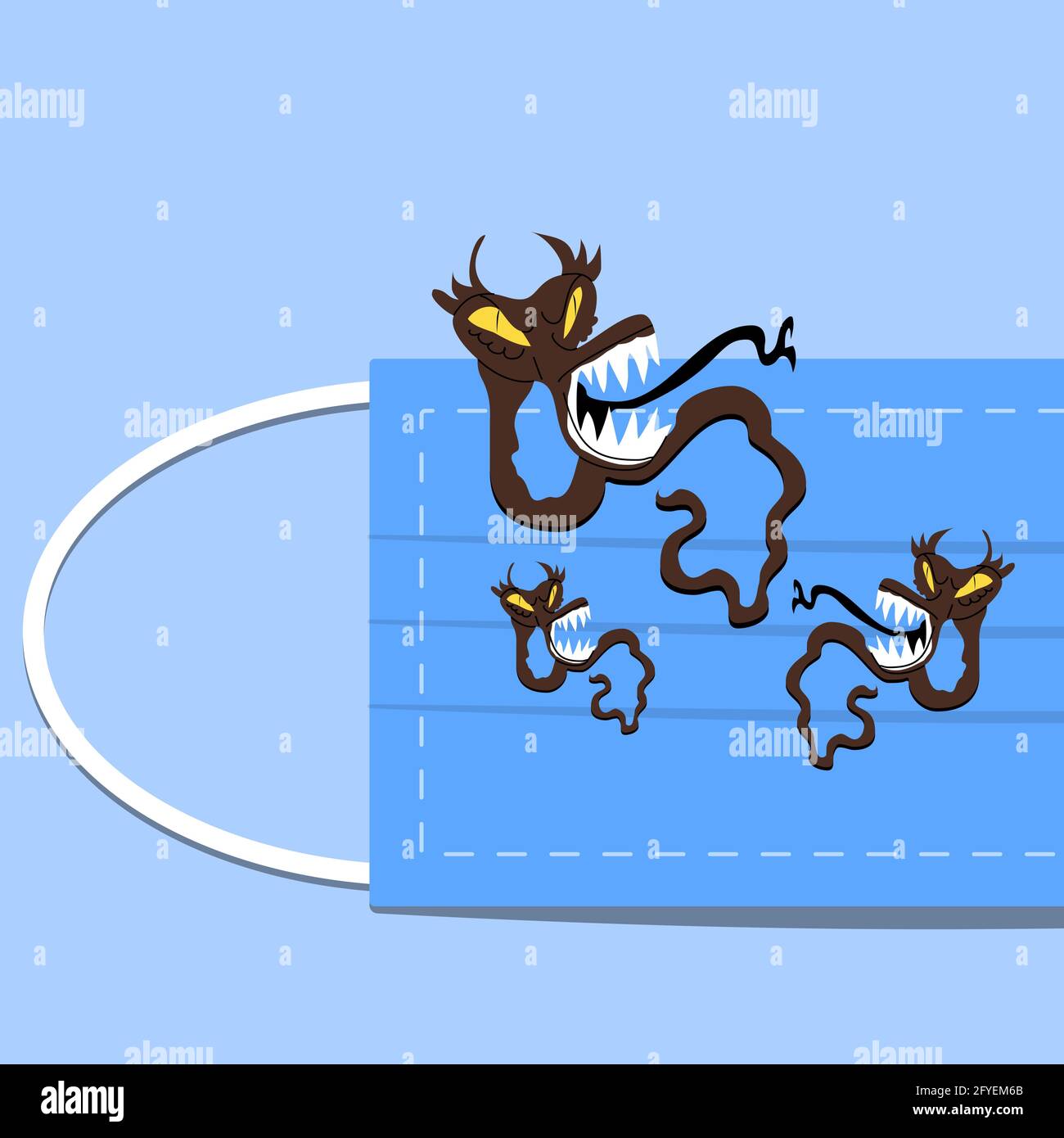 Scary worm monster on a protective face mask Stock Vector Image & Art ...